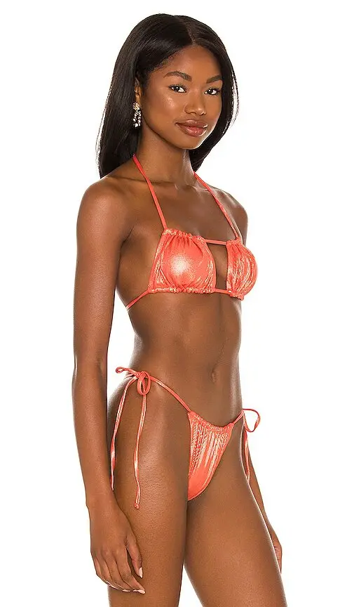 Luli Fama Multiway Scrunched Cup Bandeau Bikini Top In Burnt Orange