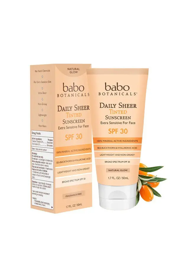 BABO BOTANICALS Daily Sheer Spf 30 Tinted Sunscreen Glow - Aqua