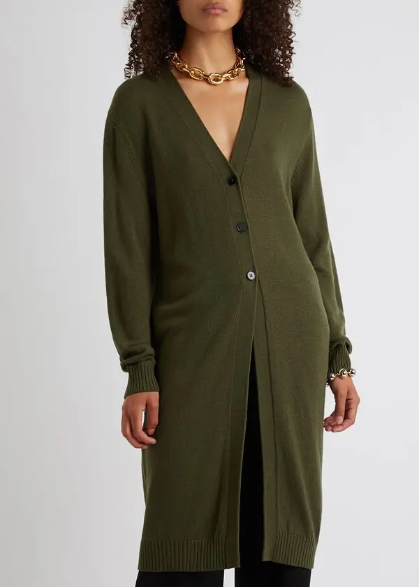 dita von teese green dress Laneo Pearl Textured Knit Cardigan Dark Green main image 0