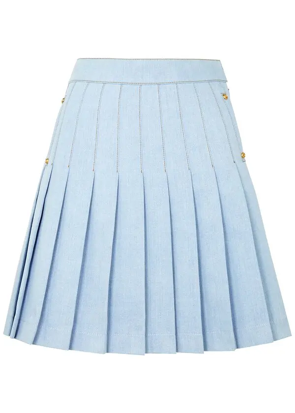 Balmain Light Blue Pleated Mini Skirt