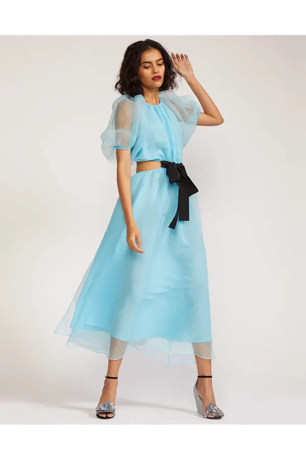 Cynthia Rowley Clara Organza Dress In Blue / Denim - 23% Off | Editorialist