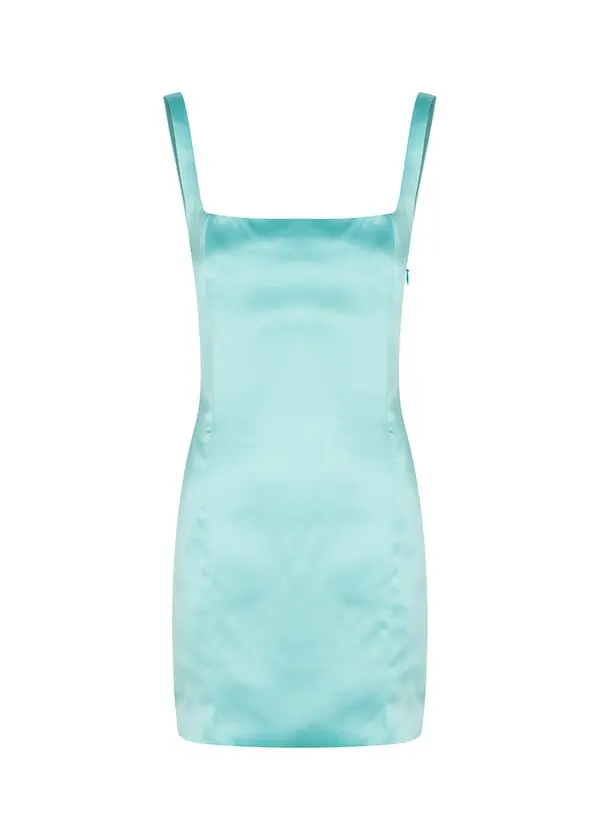 Gauge81 Junin Turquoise Stretch-Satin Mini Dress - Light Blue | Editorialist
