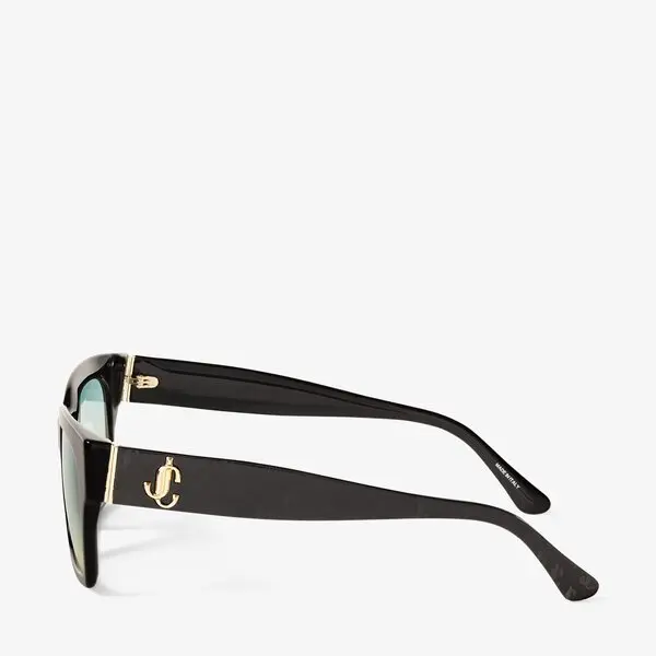 JIMMY CHOO Jo/s 52 Black Acetate Square-eye Sunglasses With Gold Jc Logo