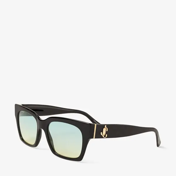 JIMMY CHOO Jo/s 52 Black Acetate Square-eye Sunglasses With Gold Jc Logo