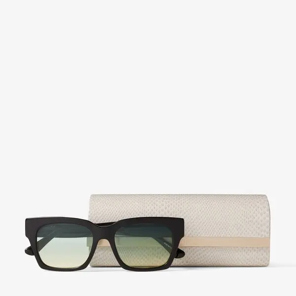 JIMMY CHOO Jo/s 52 Black Acetate Square-eye Sunglasses With Gold Jc Logo