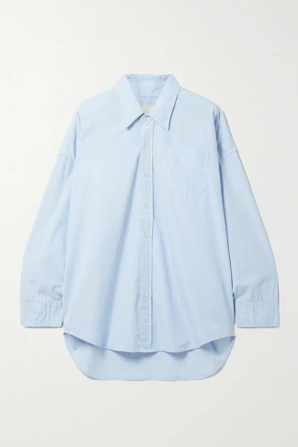 R13 Oversized Striped Oxford Shirt - Blue