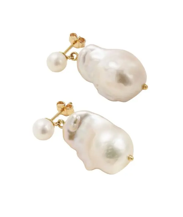 Mateo Duality Pearl Drop Earrings - Gold