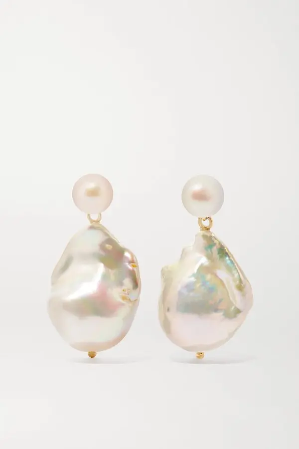 Mateo Duality Pearl Drop Earrings - Gold