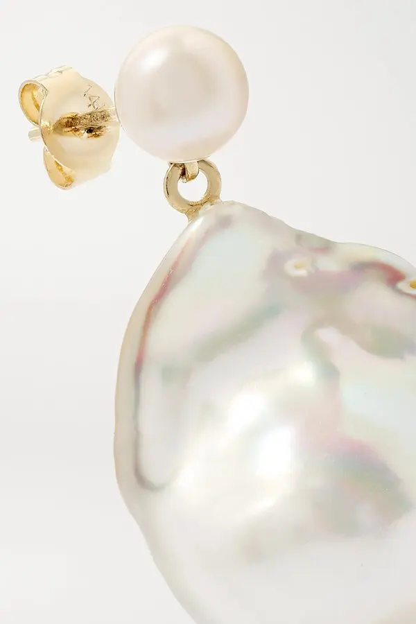 Mateo Duality Pearl Drop Earrings - Gold