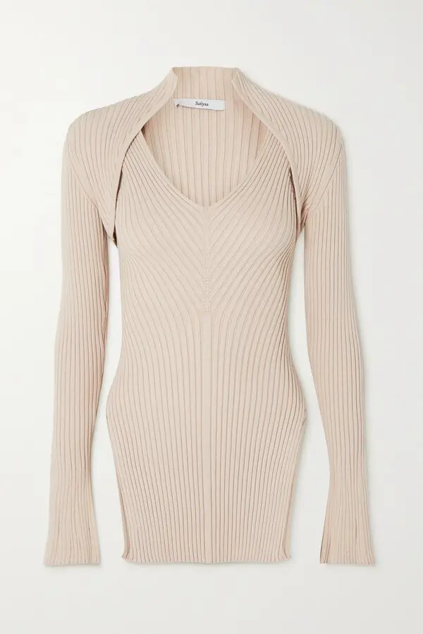 Safiyaa Nouvel Ribbed-knit Sweater And Tank Set