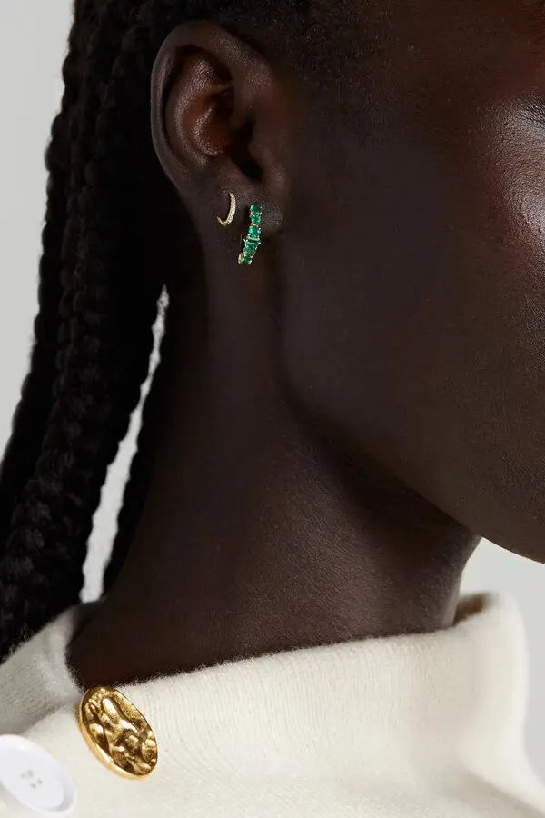 Ileana Makri 18-karat Emerald Hoop Earrings