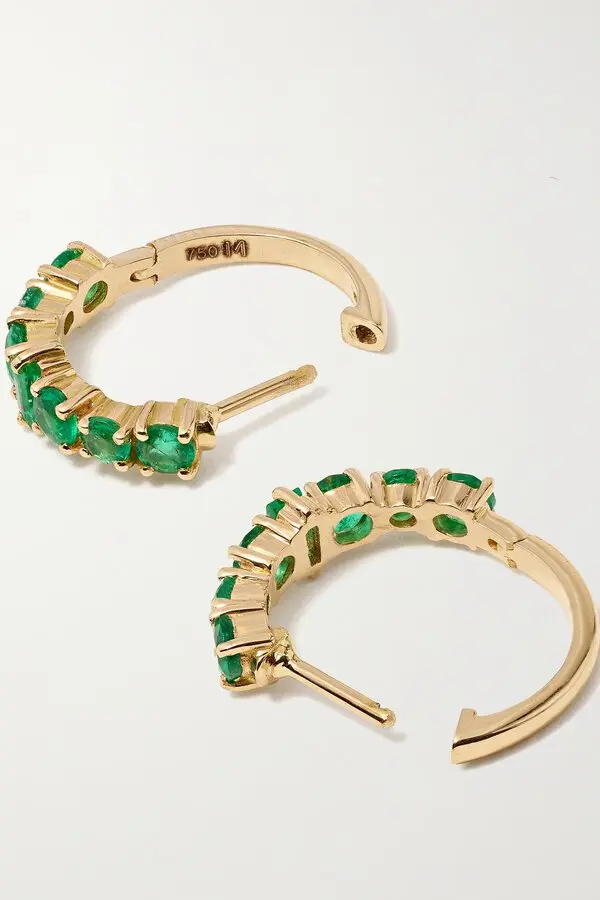 Ileana Makri 18-karat Emerald Hoop Earrings