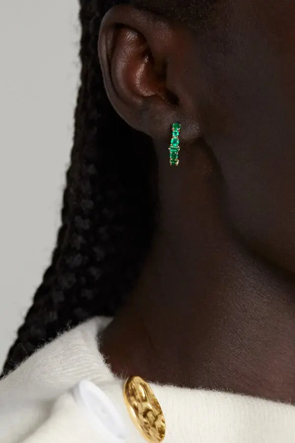 Ileana Makri 18-karat Emerald Hoop Earrings