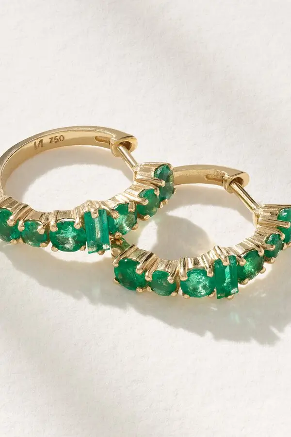 Ileana Makri 18-karat Emerald Hoop Earrings