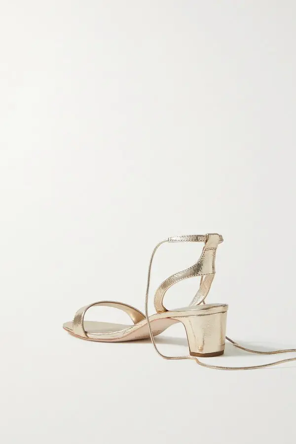 LOEFFLER RANDALL Jackie Crinkled-leather Sandals - Gold
