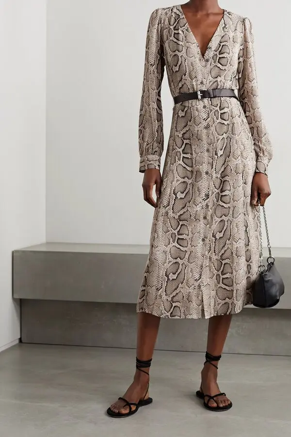 knee length dresses for ladies Walk On by Tiger Print Midi Dress Black main image 1