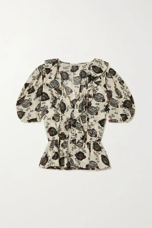 Ulla Johnson Nadya Ruffled Floral-print Cotton-blend Voile Blouse