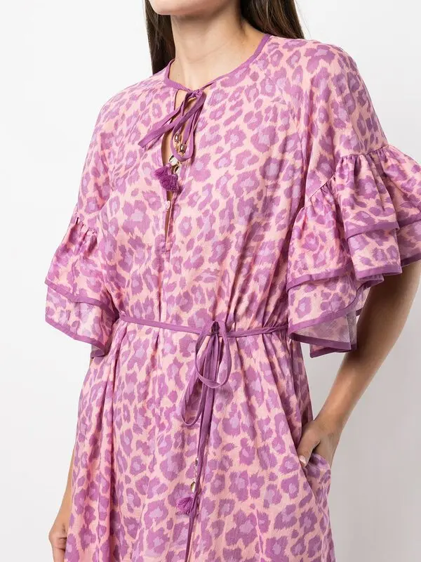 strapless open back dress ZIMMERMANN Toffee Leopard Tie Neck Mini Dress Size 2 (New)  Luxury Labels