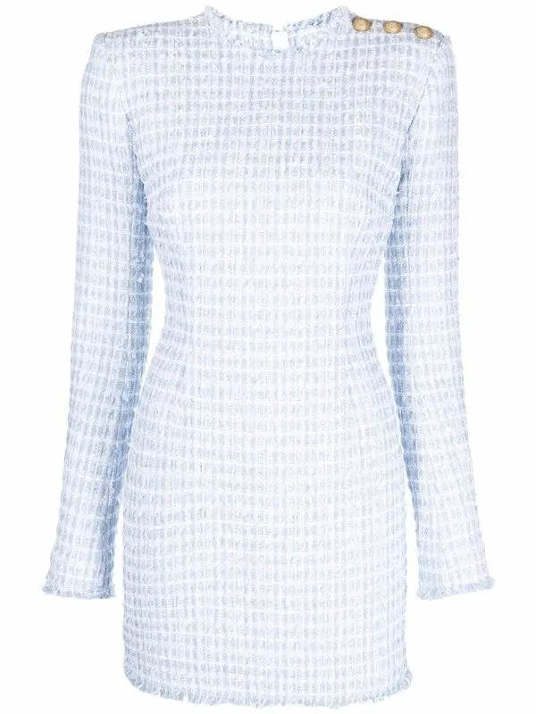 Balmain Tweed Long-sleeve Dress