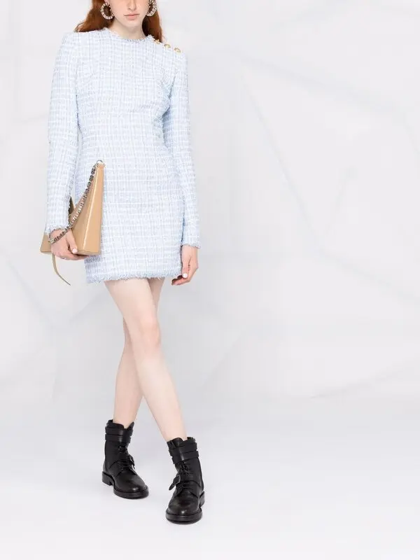Balmain Tweed Long-sleeve Dress