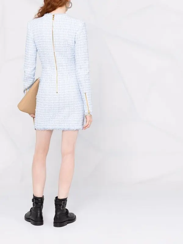 Balmain Tweed Long-sleeve Dress