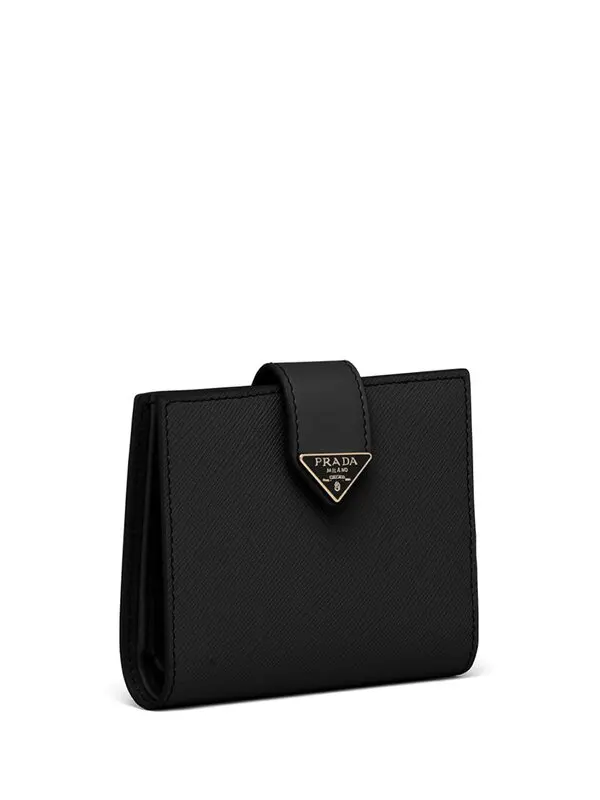 Prada Small Logo-plaque Saffiano Leather Wallet - Black