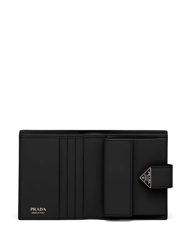 Prada Small Logo-plaque Saffiano Leather Wallet - Black