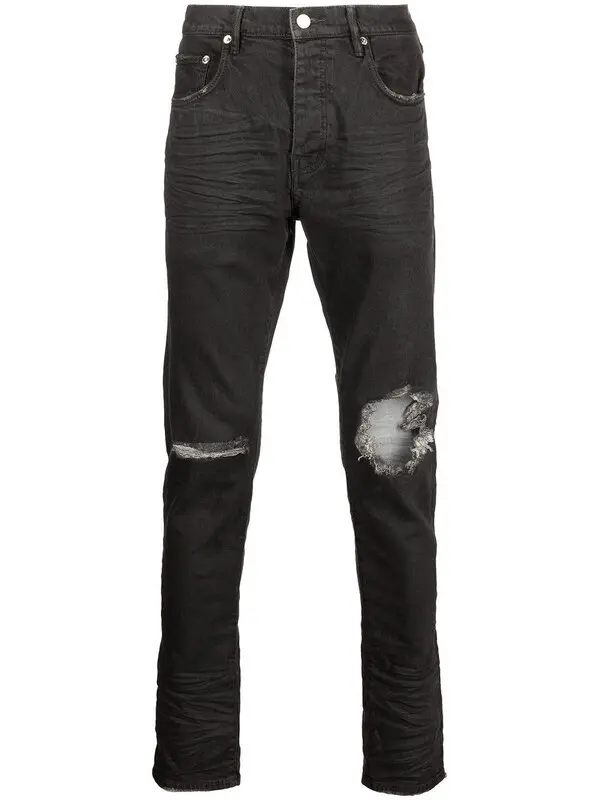 PURPLE BRAND Ripped-detail Slim-fit Jeans - Grey