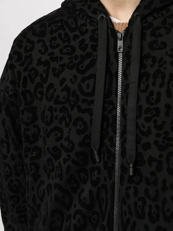 Dolce & Gabbana Leopard-Print Zip-Up Hoodie In Black - 40% Off