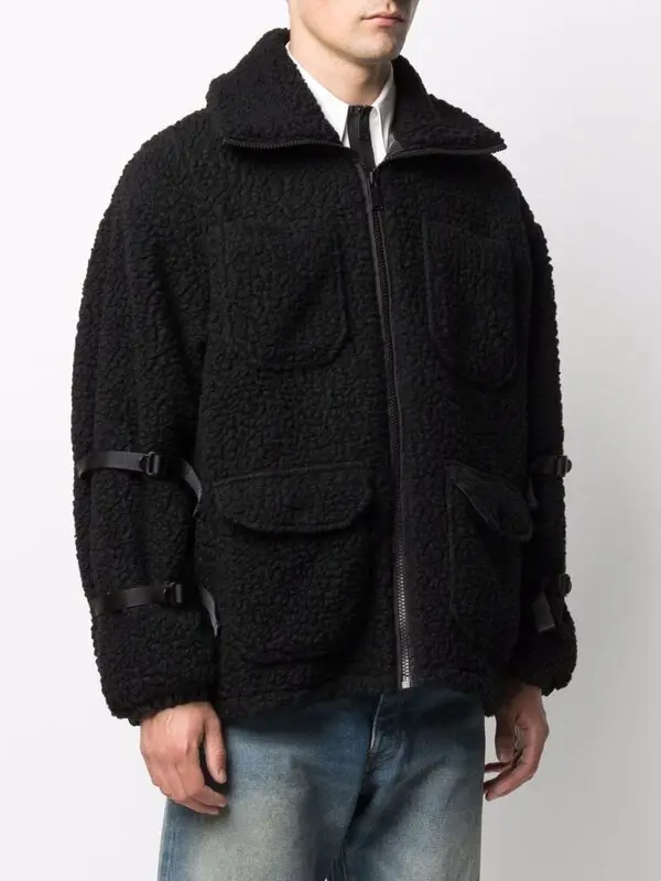 Heron Preston Zip-fastening Fleece Jacket With Logo Patch And Strap Detailing