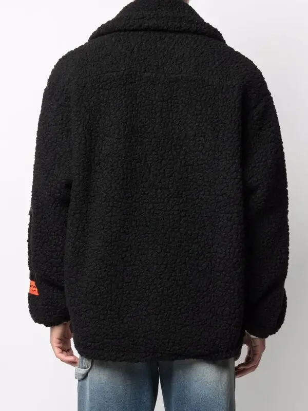 Heron Preston Zip-fastening Fleece Jacket With Logo Patch And Strap Detailing