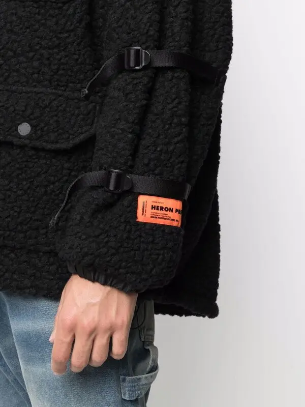 Heron Preston Zip-fastening Fleece Jacket With Logo Patch And Strap Detailing