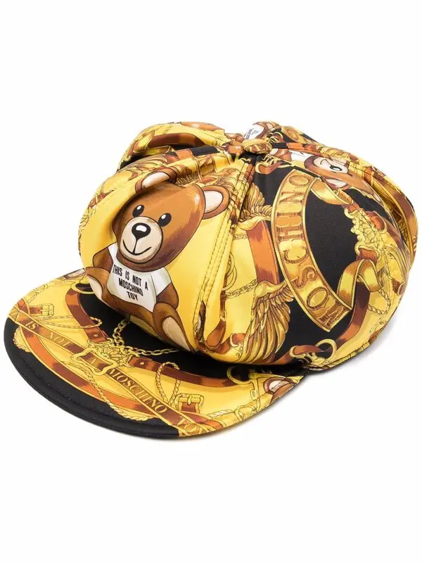 Moschino Teddy Bear-print Silk Hat - Yellow