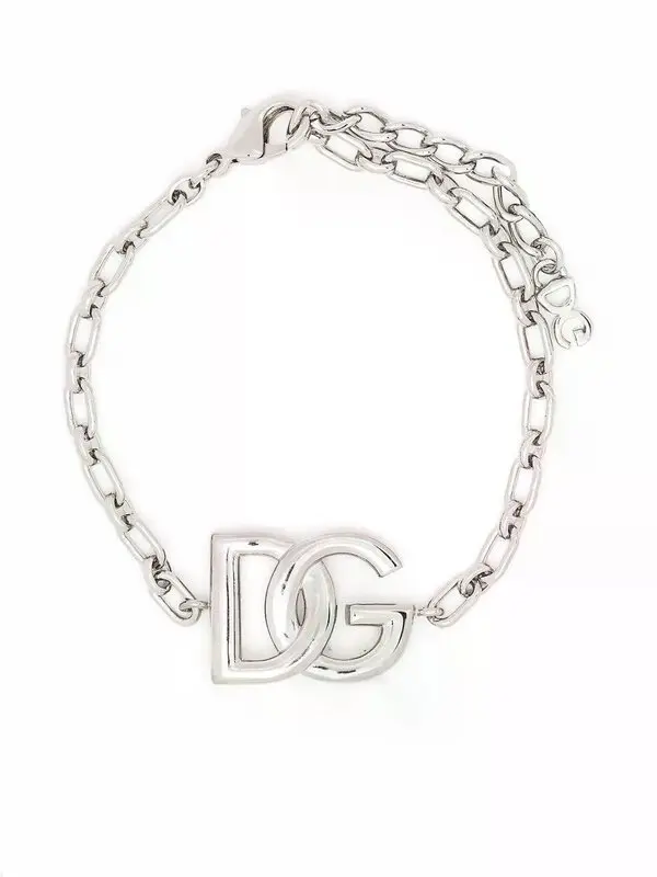 Dolce & Gabbana Logo-plaque Chain-link Bracelet - Silver