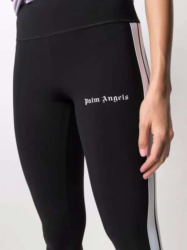 Palm Angels Logo-print High-rise Leggings - Black