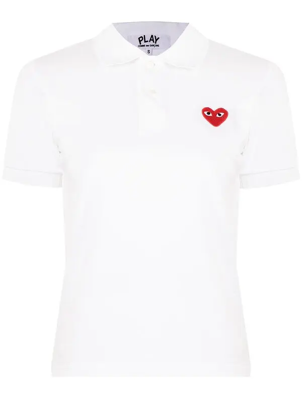 Play Comme Des Garcon Heart Logo Polo Shirt - White
