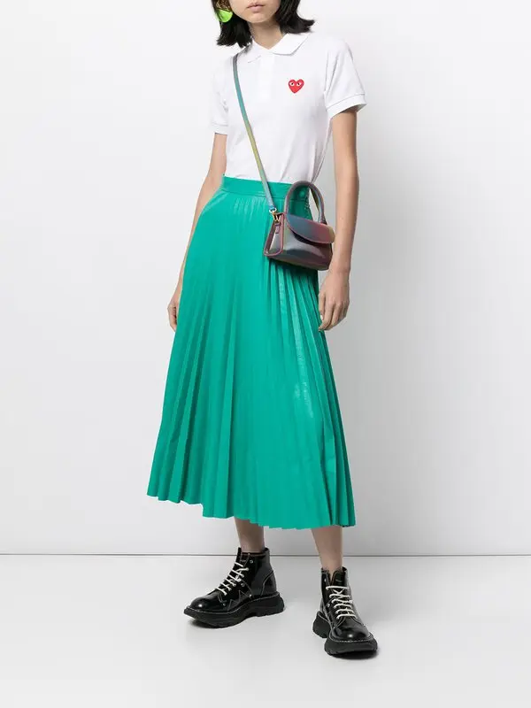Play Comme Des Garcon Heart Logo Polo Shirt - White