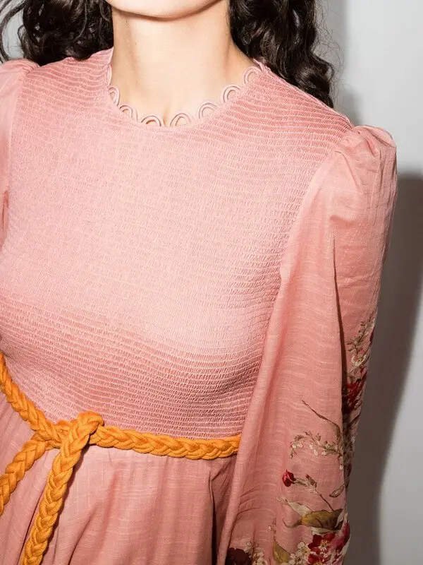 Zimmermann Cassia Floral-Print Midi Dress - Pink | Editorialist