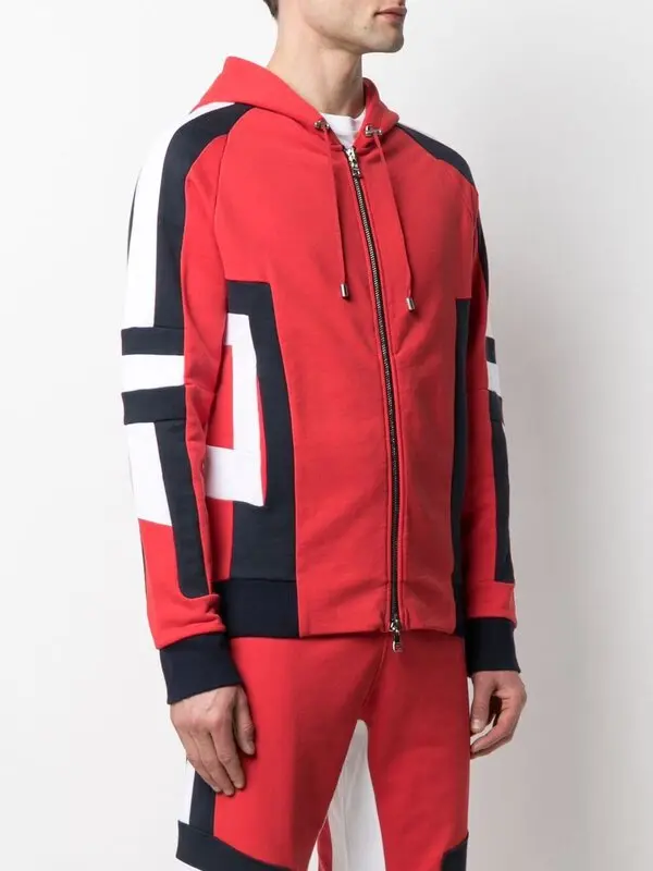 Balmain Contrast-panel Zip-up Hoodie