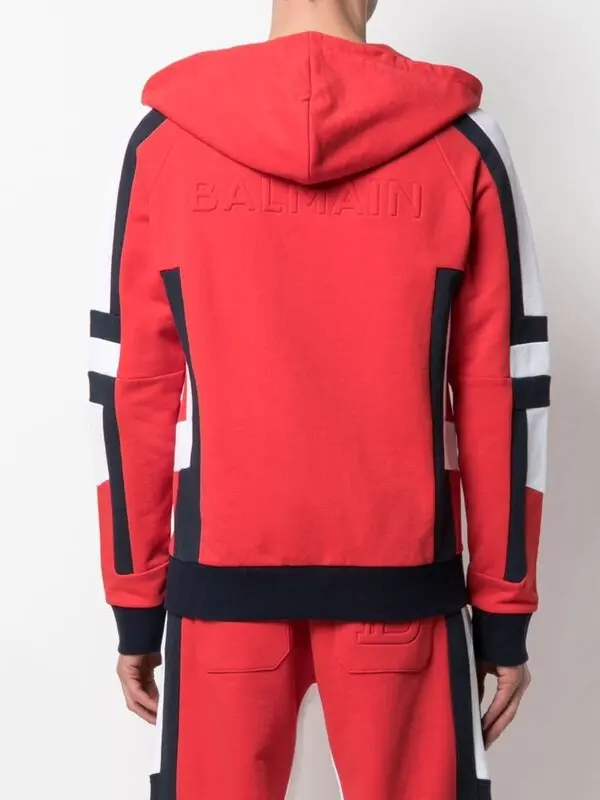 Balmain Contrast-panel Zip-up Hoodie
