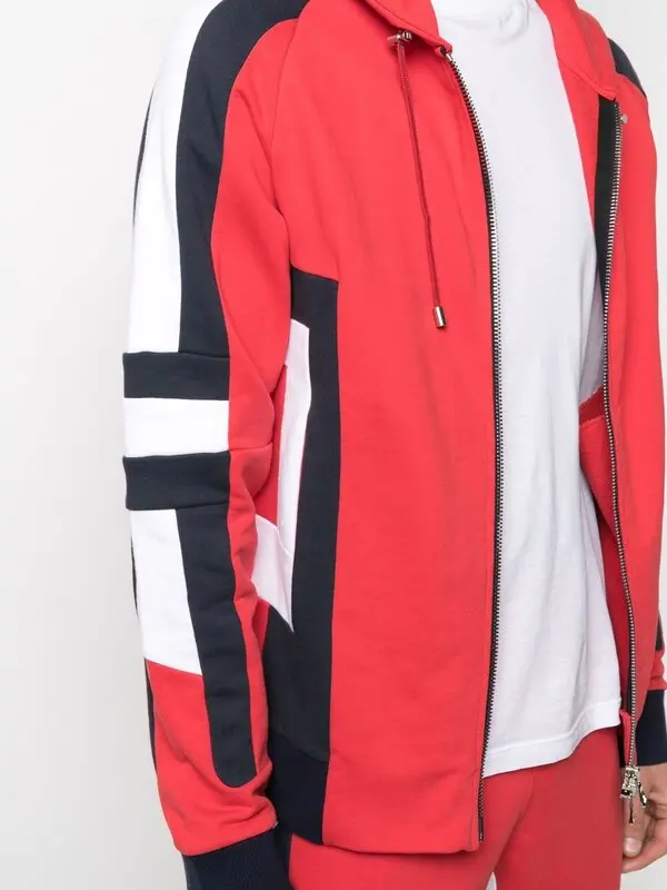 Balmain Contrast-panel Zip-up Hoodie