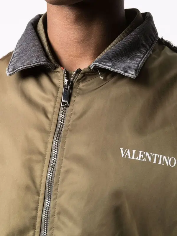Valentino Garavani Logo-print Bomber Jacket - Green