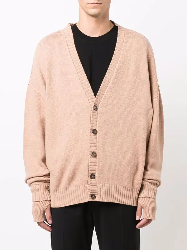 AMBUSH Logo-intarsia Knit Cardigan - Neutrals
