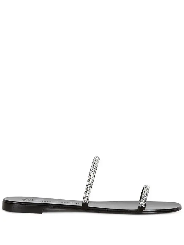 GIUSEPPE ZANOTTI Mauritia Embellished Flat Sandals - Black