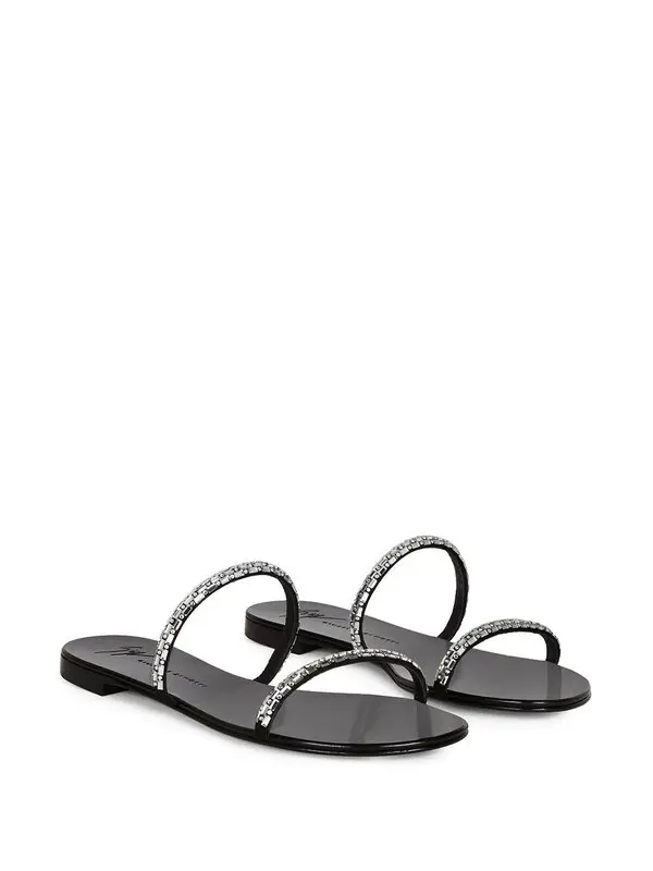 GIUSEPPE ZANOTTI Mauritia Embellished Flat Sandals - Black