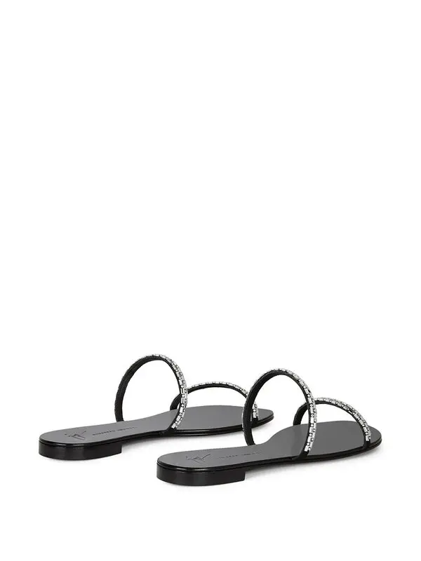 GIUSEPPE ZANOTTI Mauritia Embellished Flat Sandals - Black