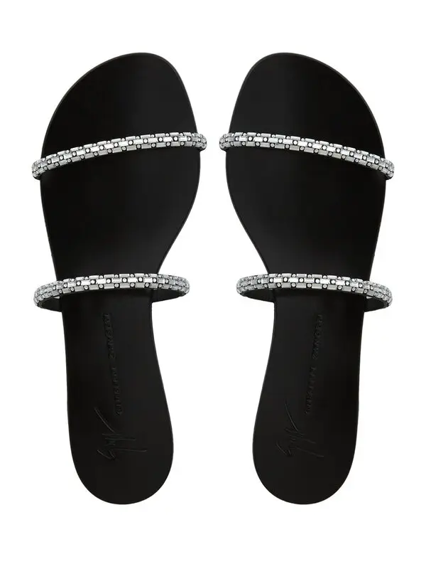 GIUSEPPE ZANOTTI Mauritia Embellished Flat Sandals - Black