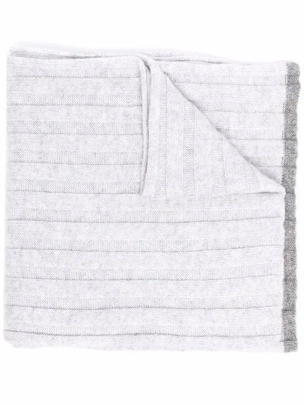 Brunello Cucinelli Ribbed-knit Cashmere Scarf - Grey