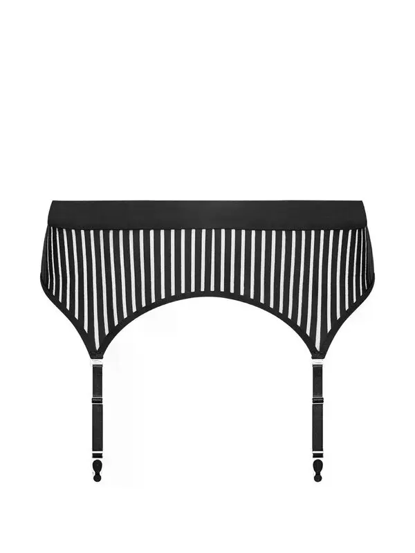 MAISON CLOSE Striped Suspenders - Black