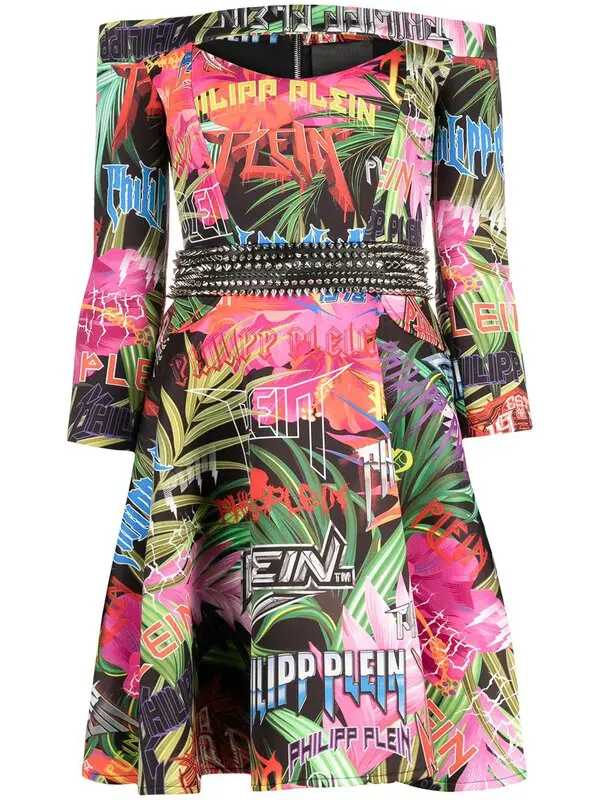 Philipp Plein Jungle Rock Mini Dress - Green